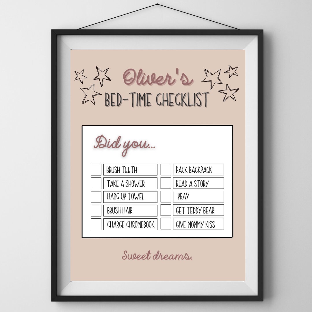 Kids Editable Bedtime Routine Chart Bedtime Checklist - Etsy
