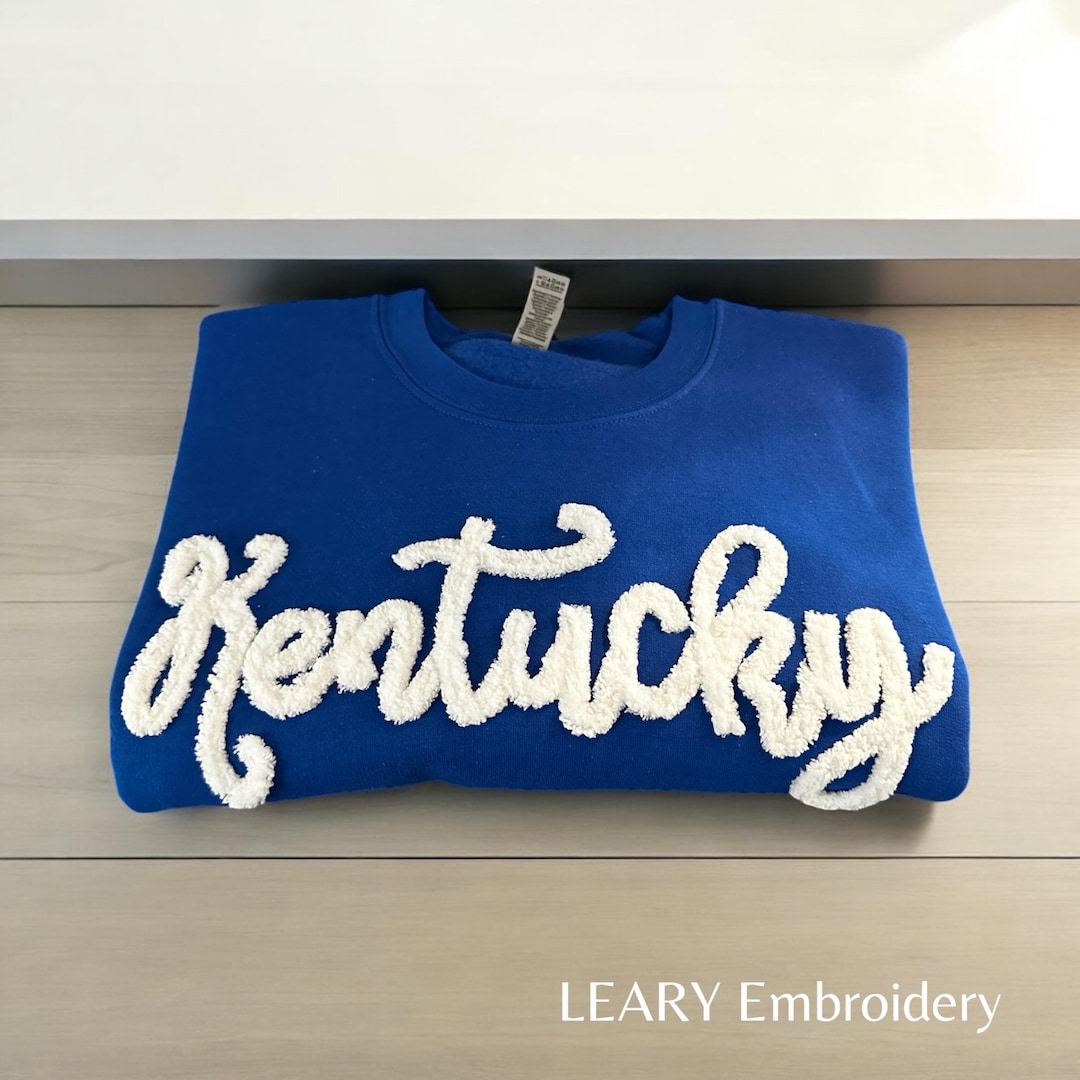 Embroidered Chenille Yarn Sweatshirt, Kentucky, State Names ...