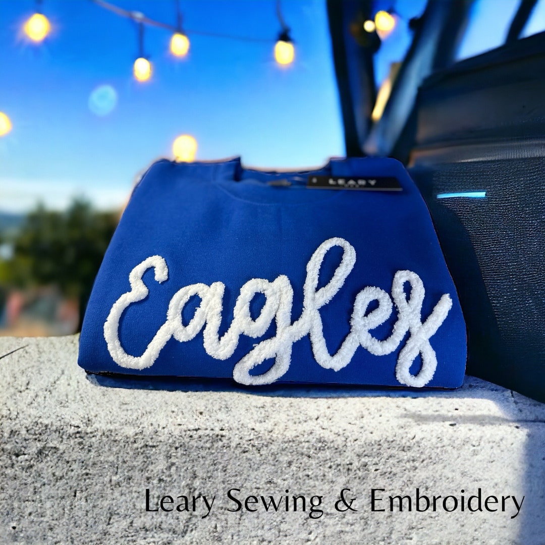 Embroidery Chenille Yarn | Crewneck Sweatshirt | Gift for Her | Eagles ...