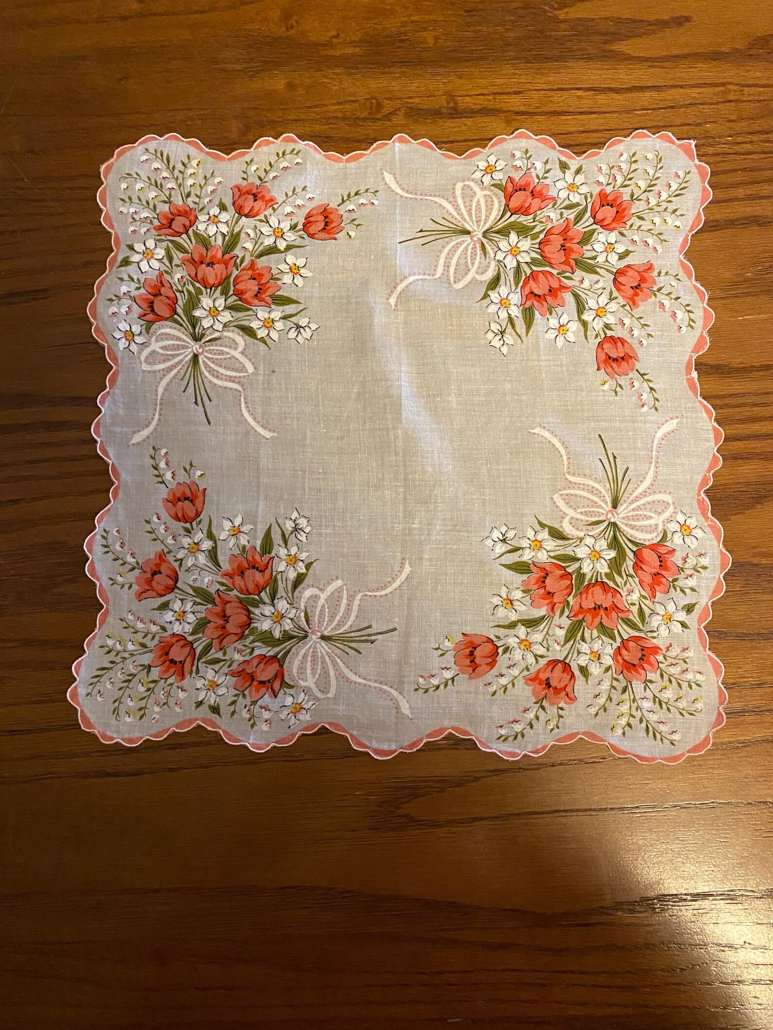 ヴィンテージ花柄ハンカチ3枚セット 花柄プリント 13x13cm×2枚、10x10cm×1枚 - Etsy 日本