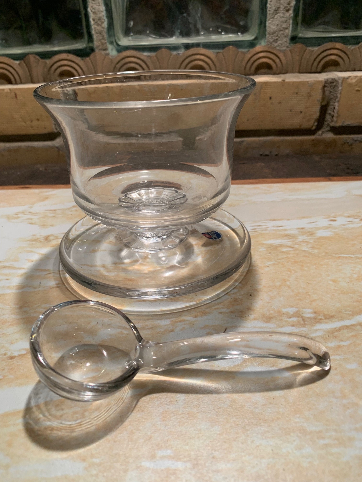 Holiday Sauce Mayonnaise Bowl & Ladle Set Plantation Pressed by HEISEY ...