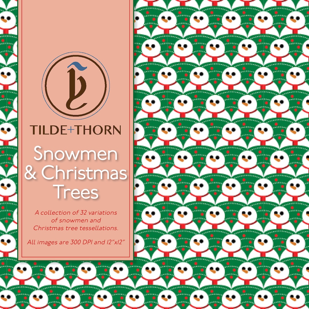 Snowman & Christmas Tree Tessellation Printable Paper - Etsy