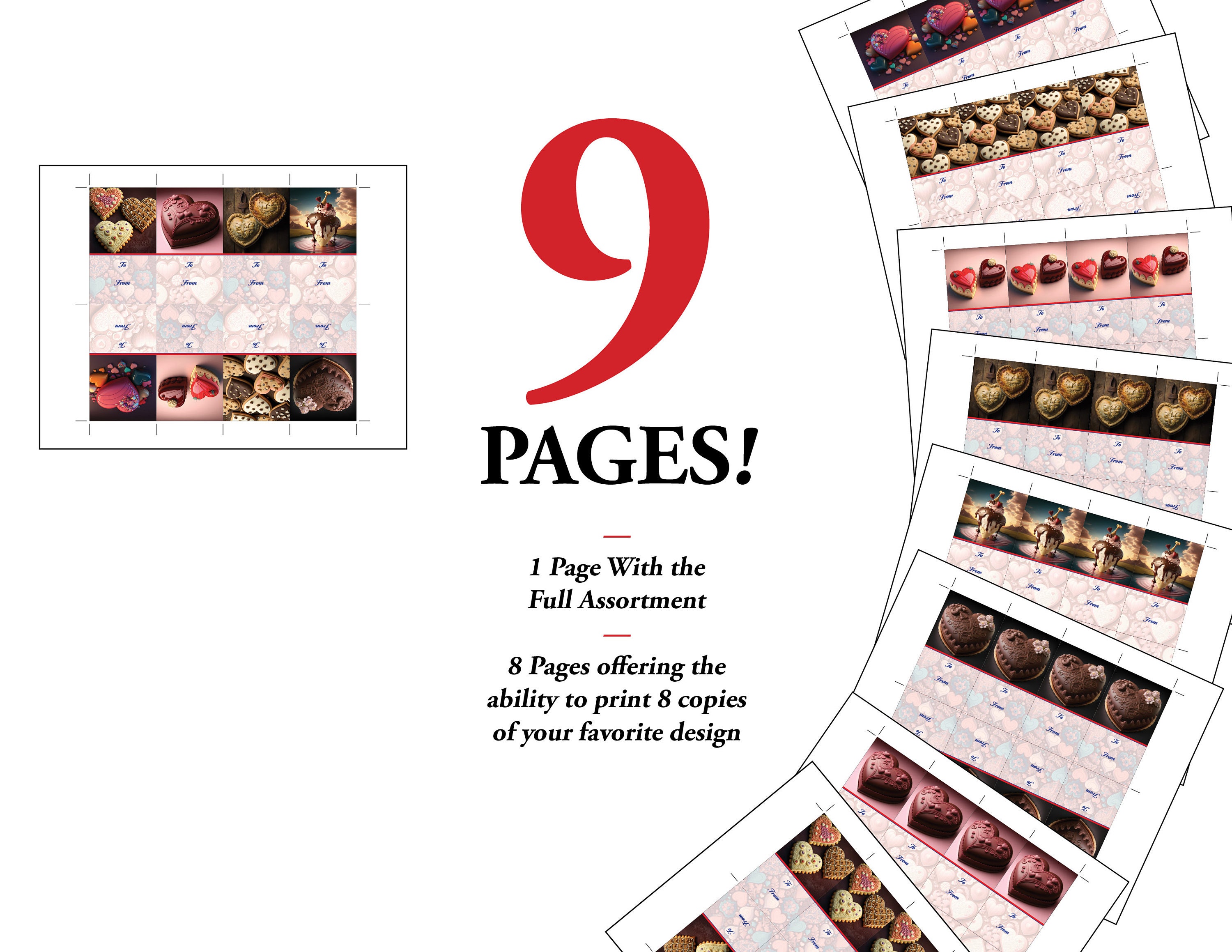 Printable Valentine's Day Cards With Sweet Hearts A Collection of 8 ...