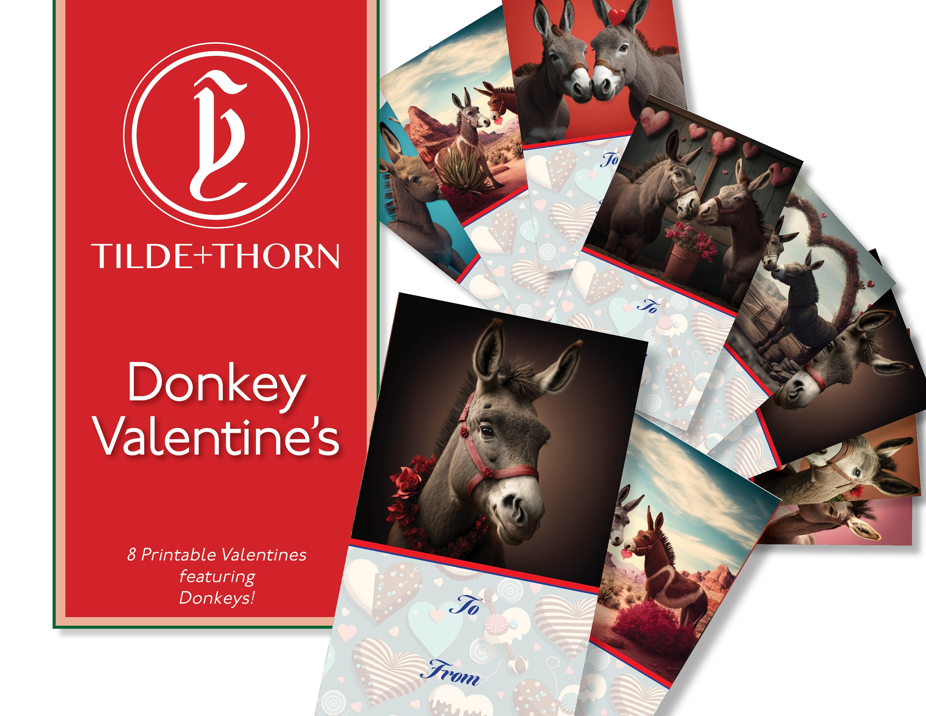 Printable Valentine's Cards Featuring Donkeys A Collection of 8 ...