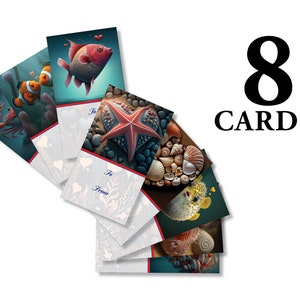Printable Valentine's Day Cards With Illustrations of Sea Creatures and ...
