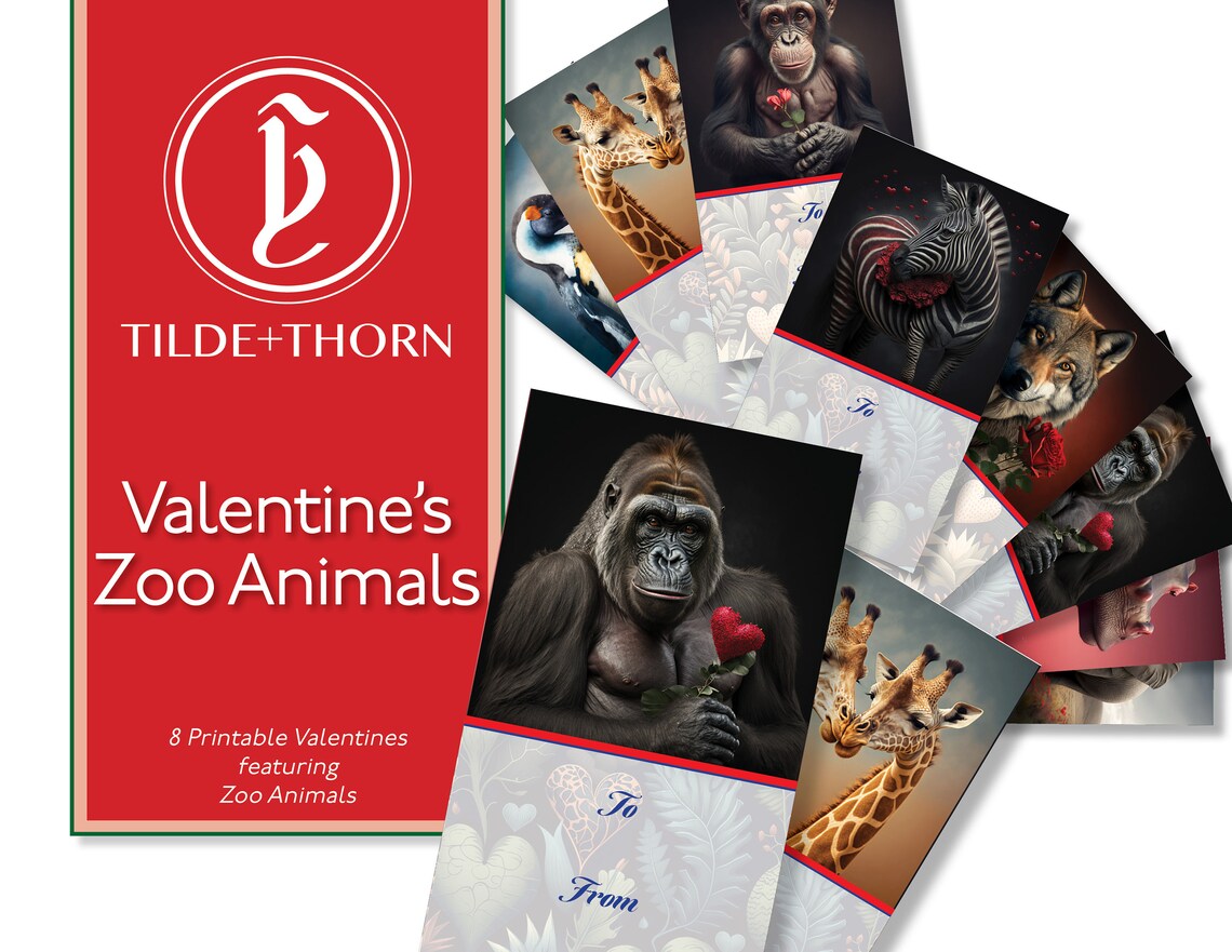 Printable Valentine's Day Cards With Zoo Animals! 8 Printable ...