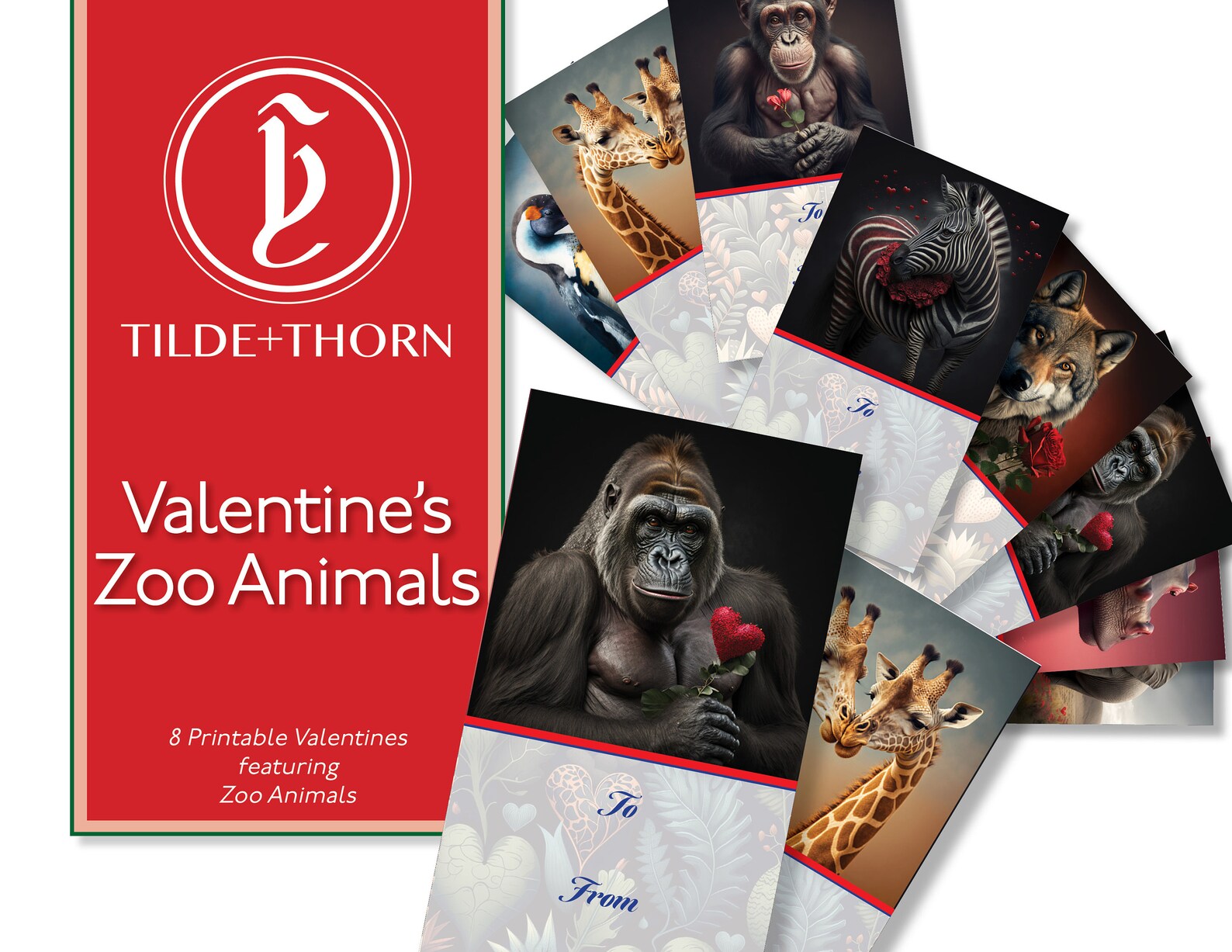 Printable Valentine's Day Cards With Zoo Animals! 8 Printable ...