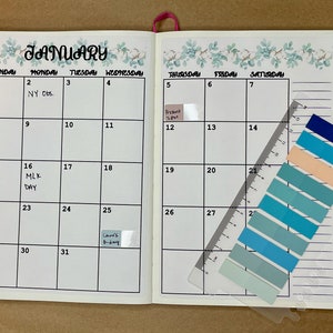 2024-2025, A5 Calendar Stickers 5x7.5, CHOOSE Start Month, Flowers ...