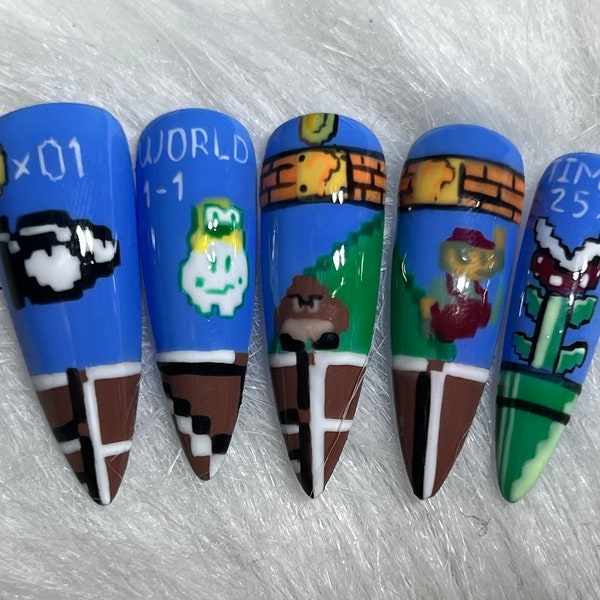 Super Mario Nail Art - Etsy