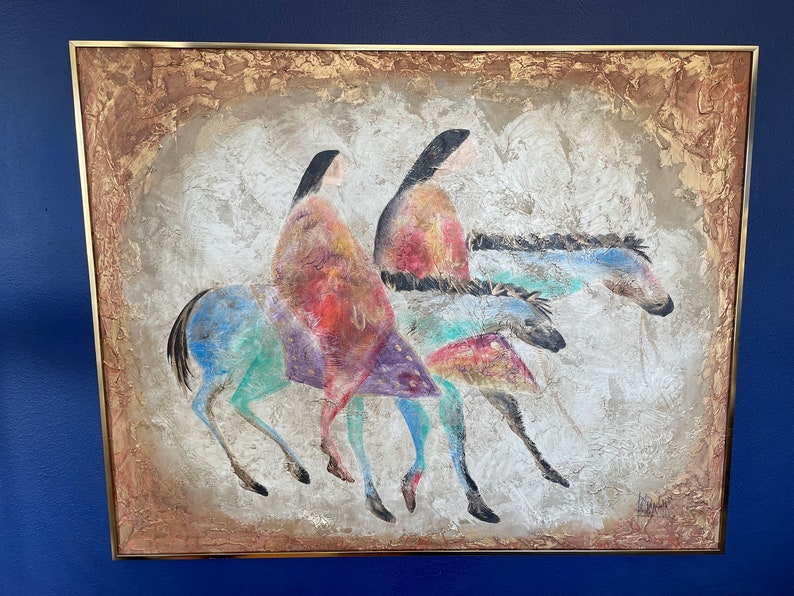 Lee Reynolds Original Art on Canvas. Riders on Horseback. 40in X 50in ...