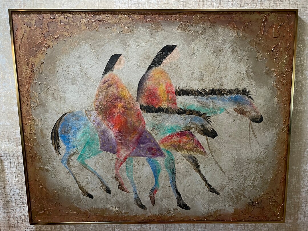 Lee Reynolds Original Art on Canvas. Riders on Horseback. 40in X 50in ...