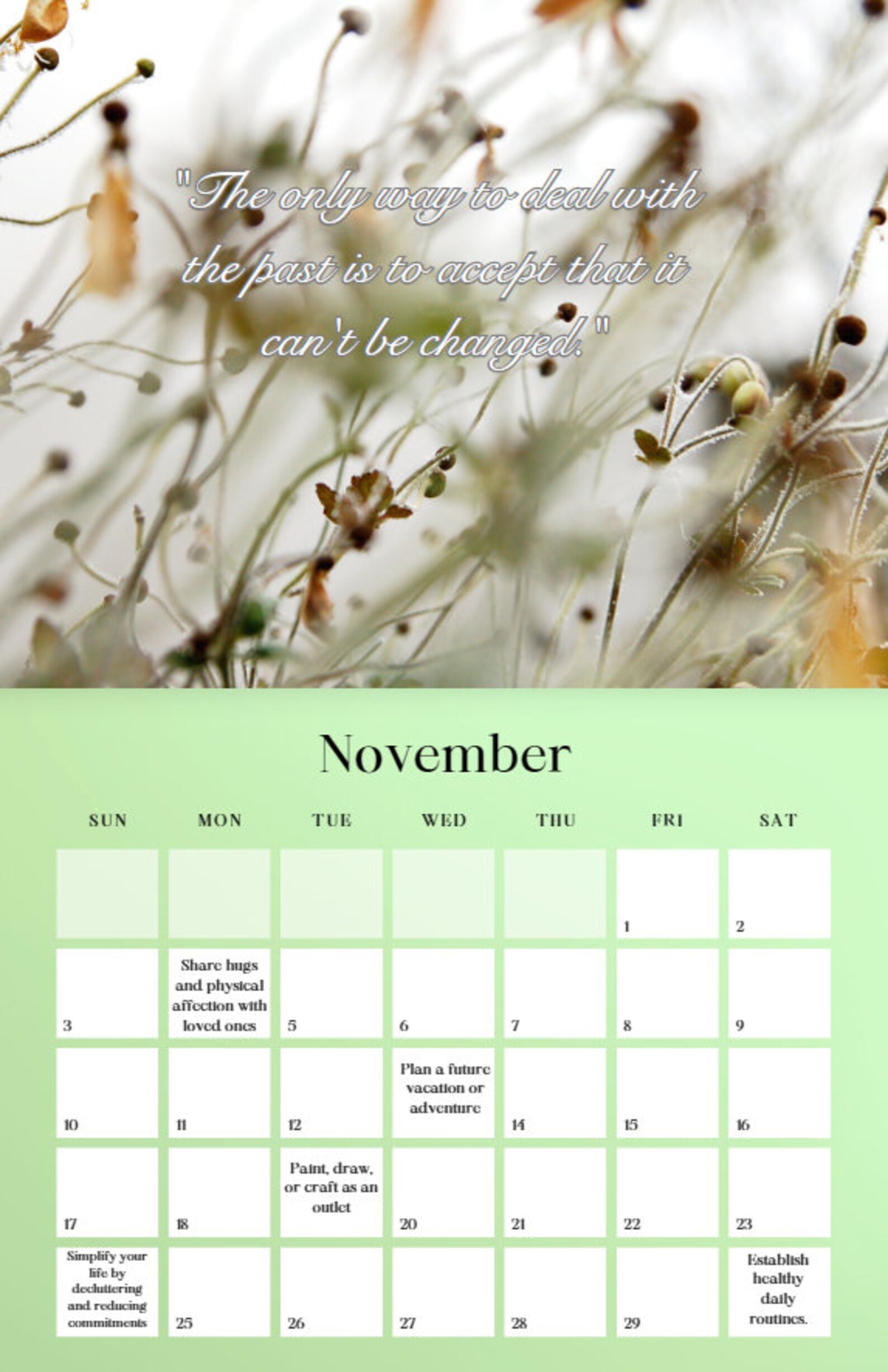 PRINTABLE My Mindful Mental Health Wall Calendar 2024 Affirmations ...