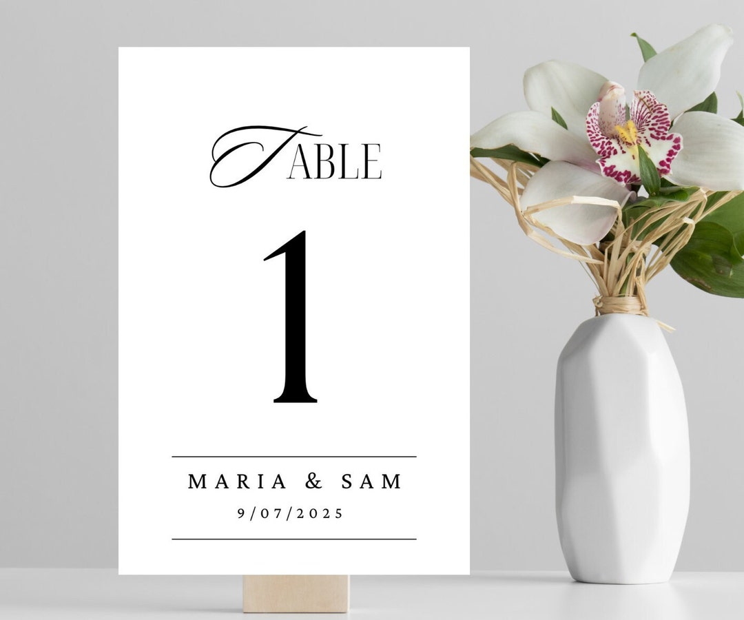 Table Numbers Template, Elegant Wedding, Luxury Wedding, Editable ...