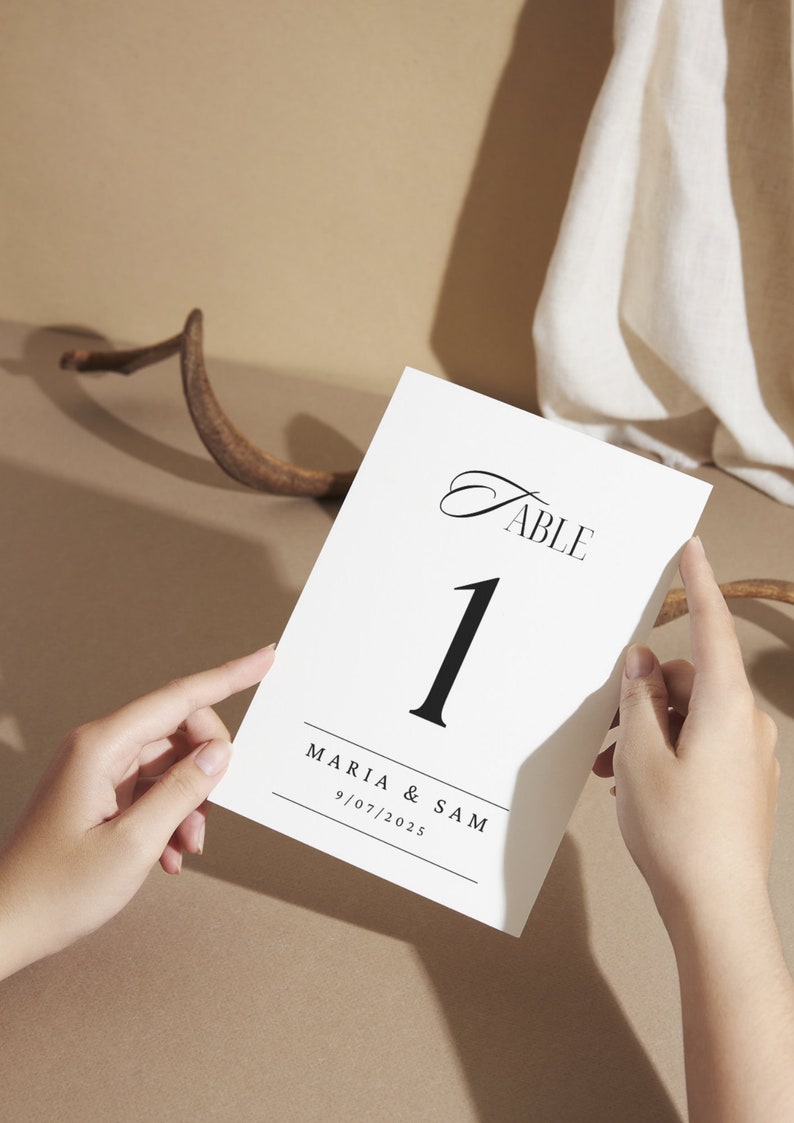 Table Numbers Template, Elegant Wedding, Luxury Wedding, Editable ...