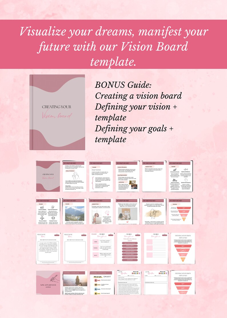 Digital Vision Board Wallpaper Editable Template Canva, Printable Goal ...