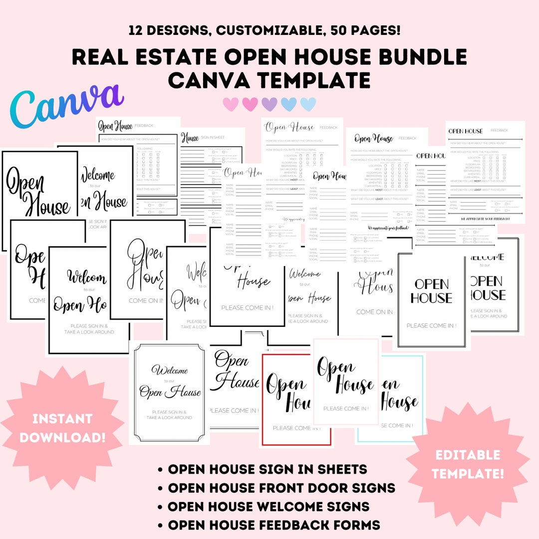 Real Estate Agent Open House Flyer / Sign in Sheet Bundle - Canva ...