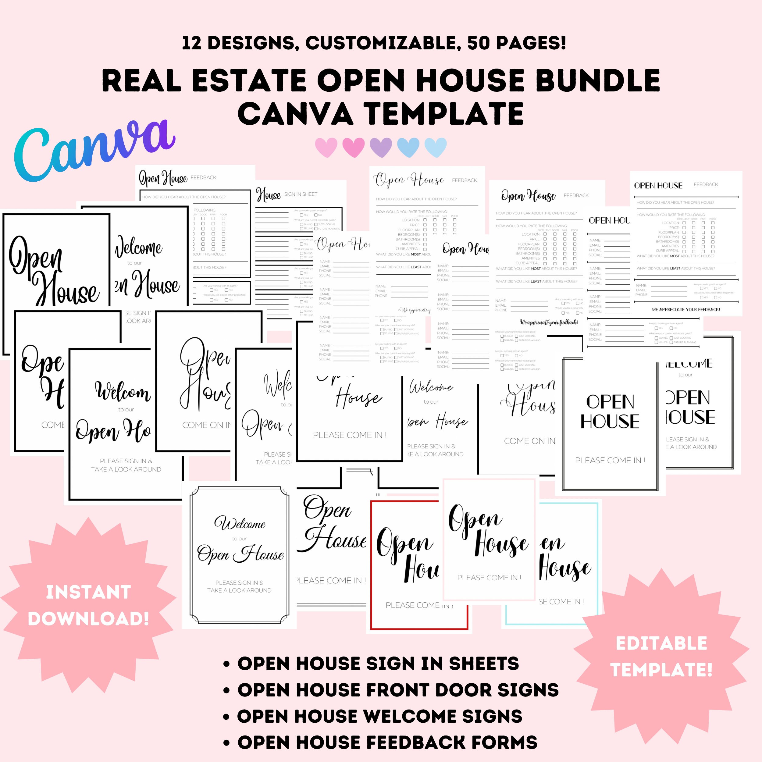 Real Estate Agent Open House Flyer / Sign in Sheet Bundle - Canva ...