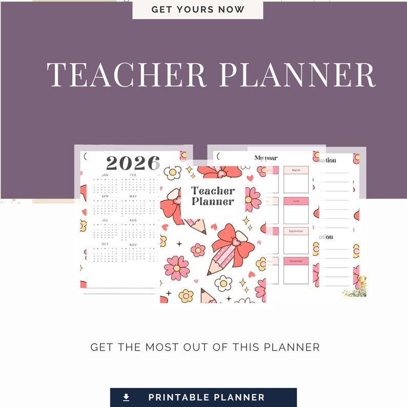 Teacher Planner Printable | Lesson Plan, Class Schedule, Grade Tracker ...