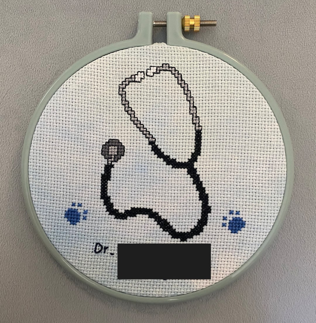 Completed Stethoscope and Doctor Name Cross Stitch - Etsy