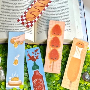 Cute Bookmarks | Corndog | Siracha | Cat Toast | Strawberry |art Print ...