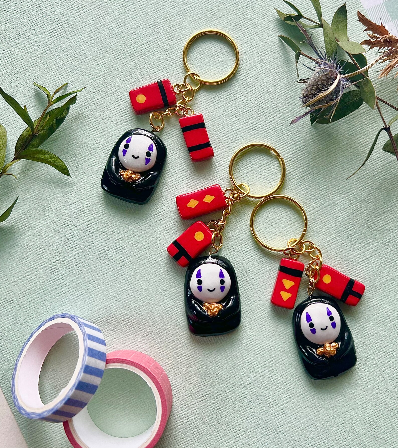 Cute Handmade Studio Ghibli No-face Clay Keychain - Etsy