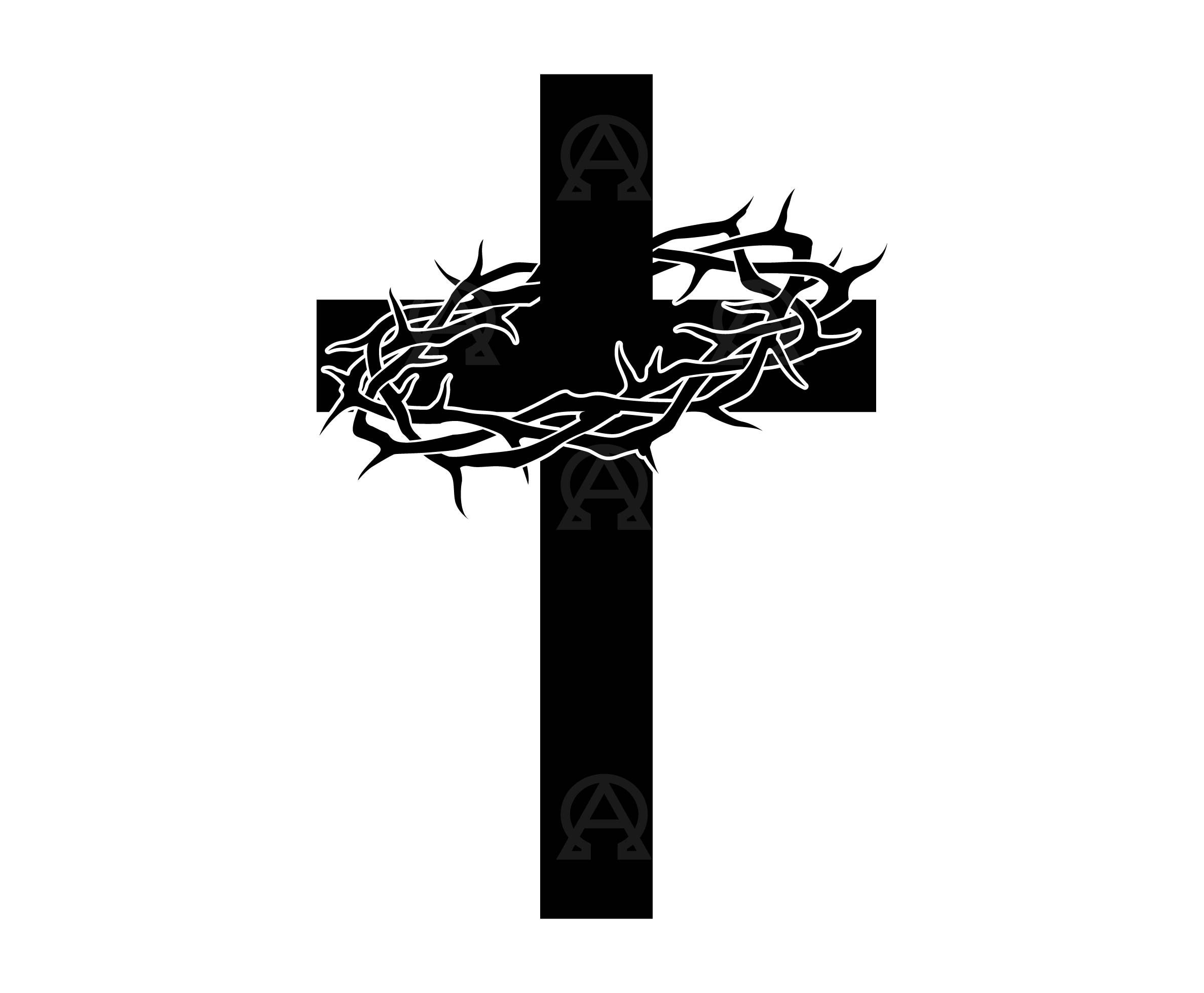 Crown of Thorns Cross Svg, Crown of Thorns Cross Cut File, Jesus Christ ...