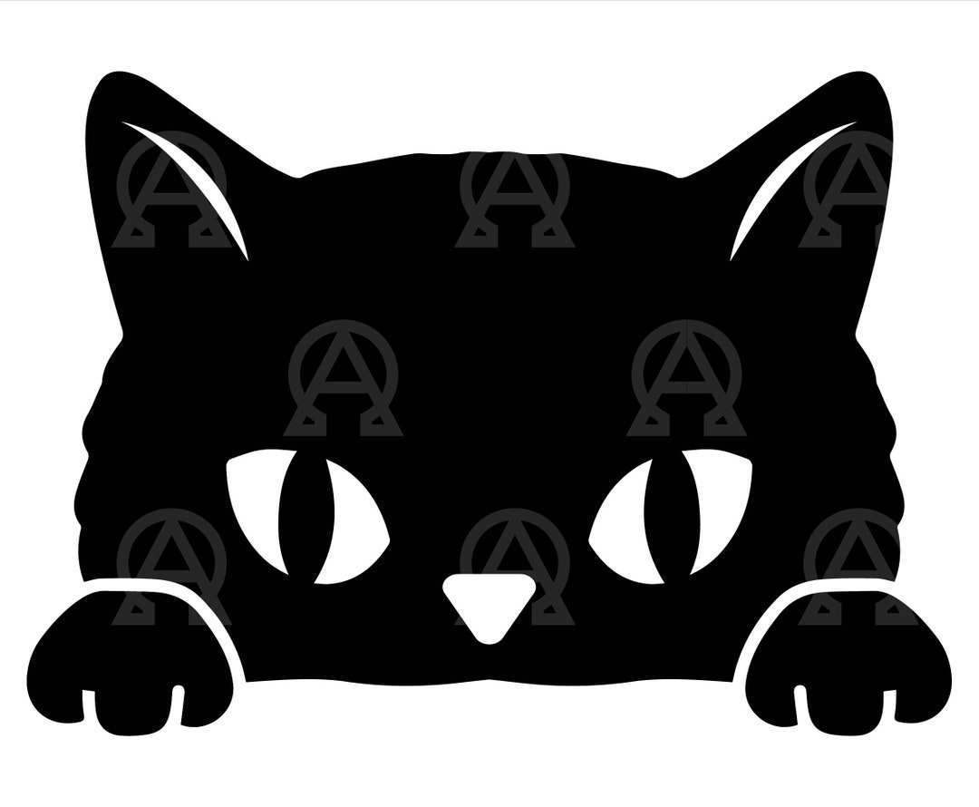 Peeking Cat Svg, Peeking Cat Cut File, Black Cat Svg, Funny Kitten Svg ...