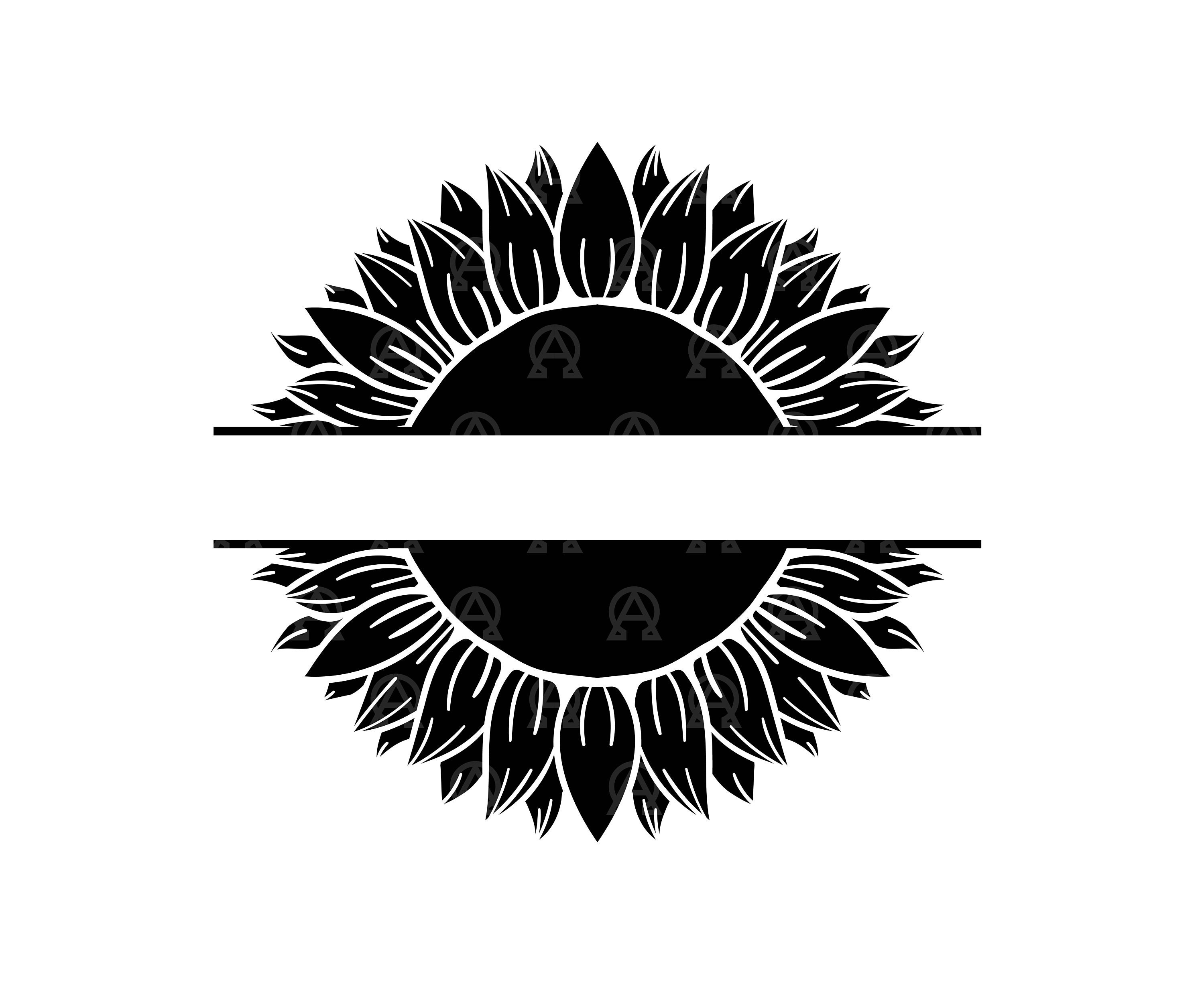 Split Sunflower Svg, Sunflower Cut File, Split Flower Svg, Flower Svg ...