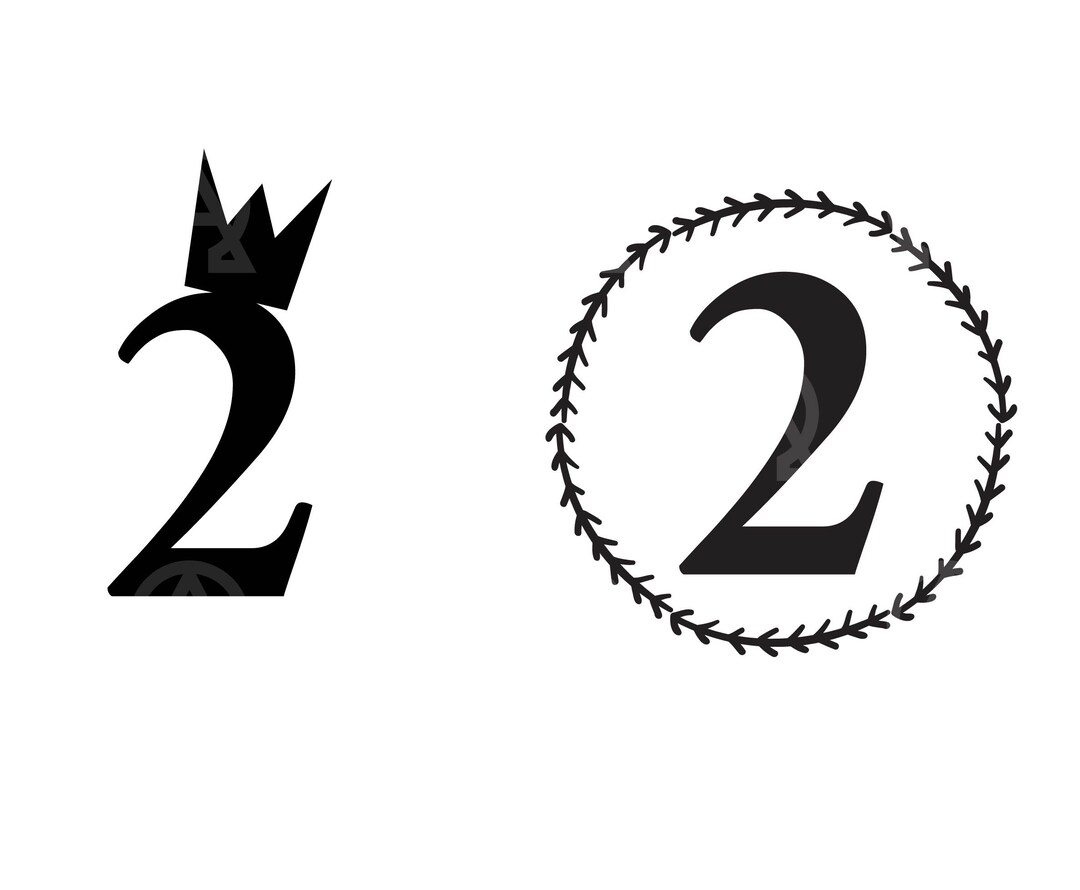 Crown and Circle Number Two Svg, Crown and Circle Number Two Cut File ...