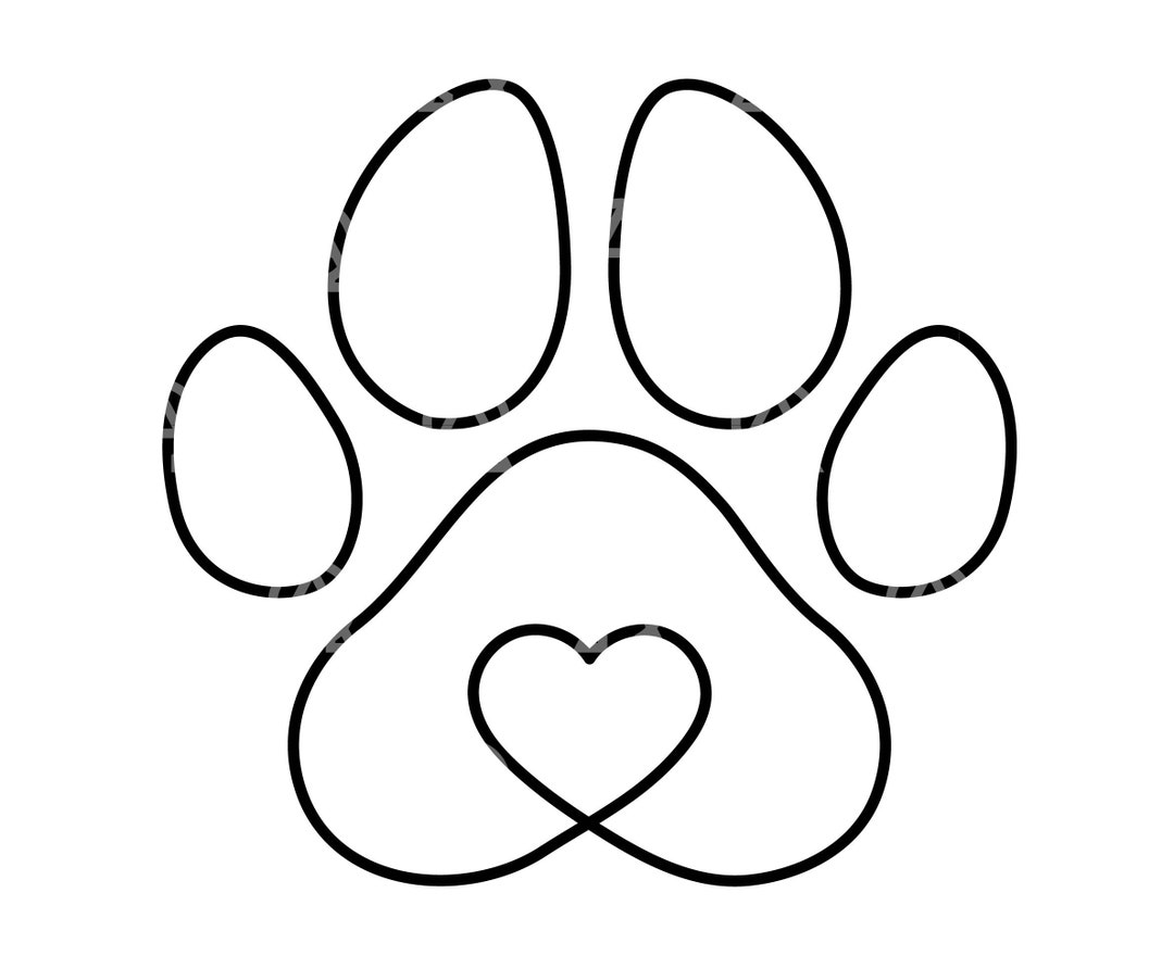 Heart Paw Print Outline