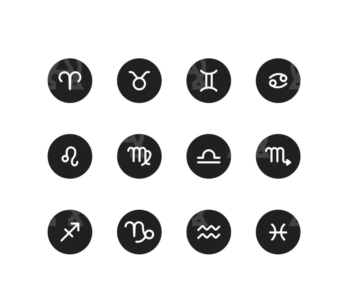 Zodiac Signs Svg, Zodiac Signs Cut File, 12 Zodiac Symbols, Horoscope ...