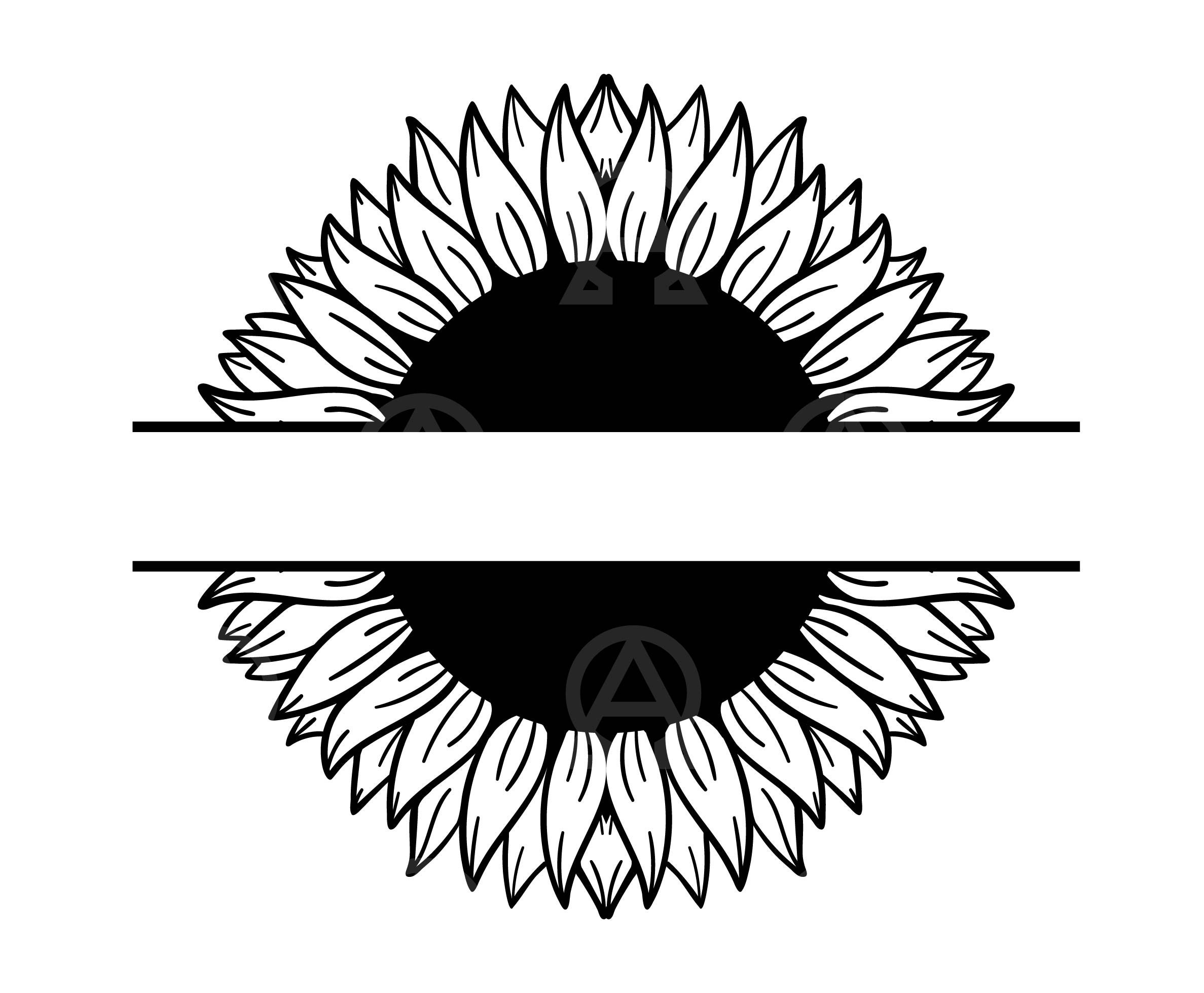 Split Sunflower Svg, Sunflower Cut File, Split Flower Svg, Flower Svg ...