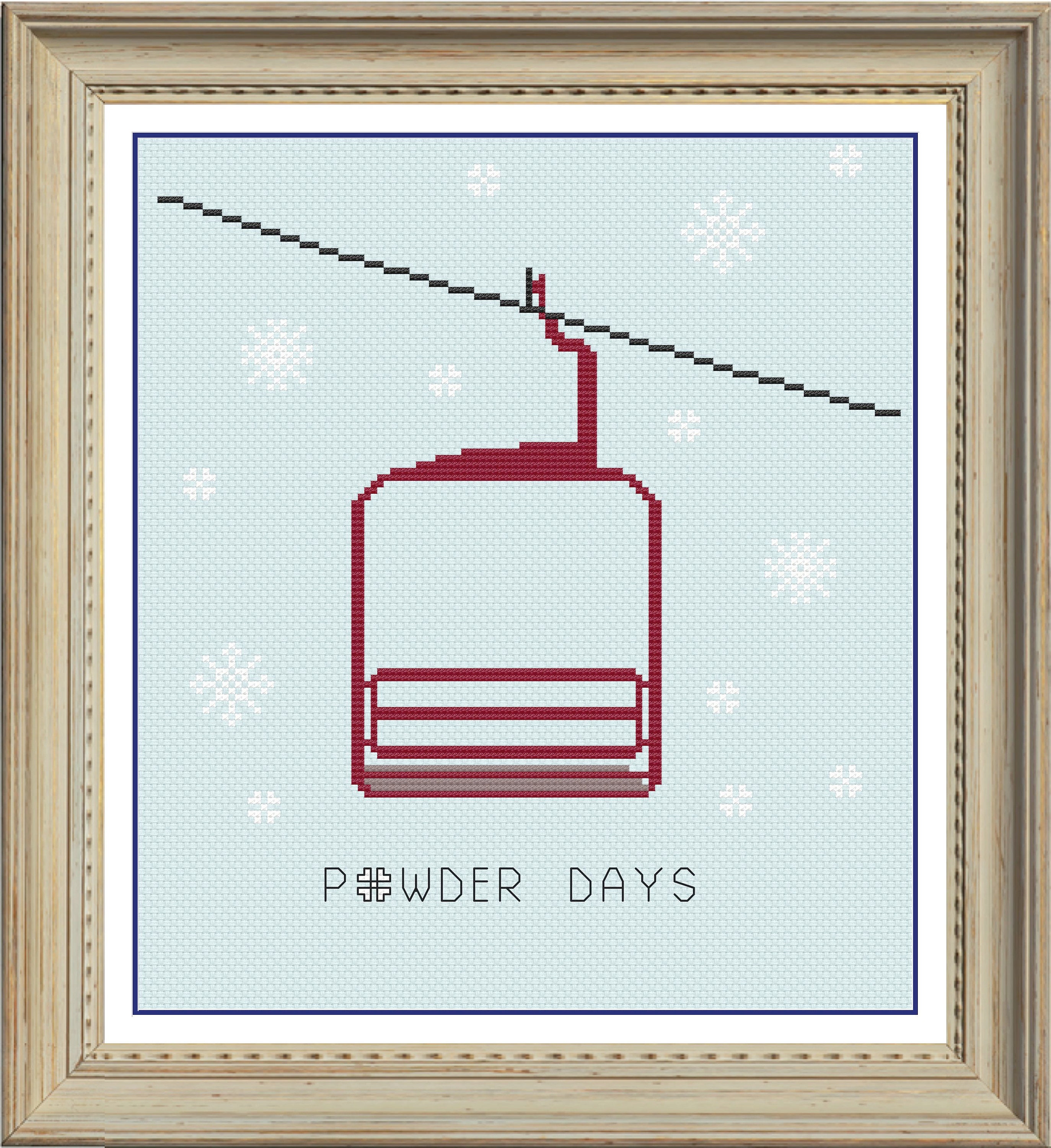 Power Days - Red Ski Lift Cross Stitch Pattern - Etsy