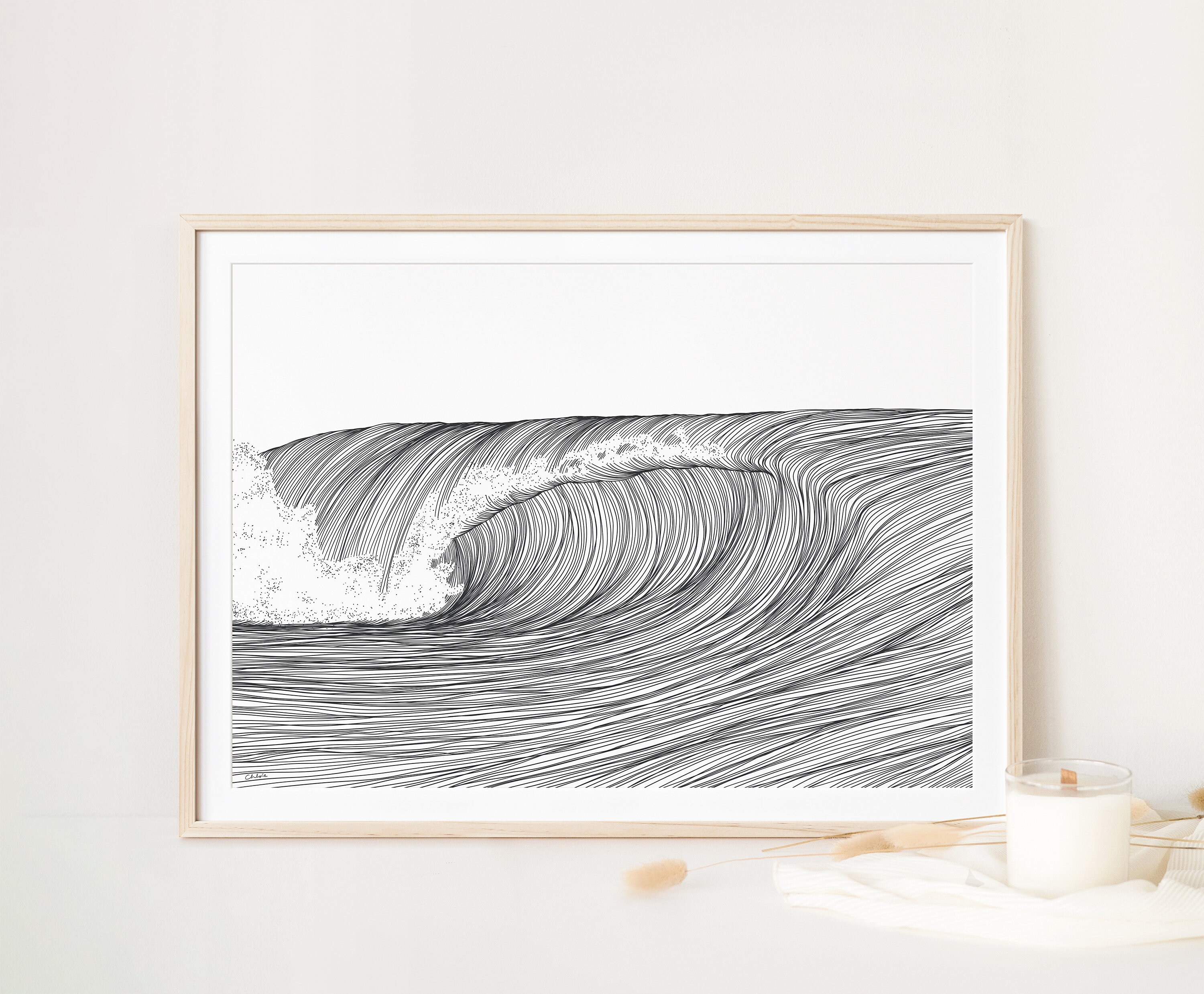 Teahupo'o Line Art Minimalist Line Drawing Wave Art Printable Boho Home ...