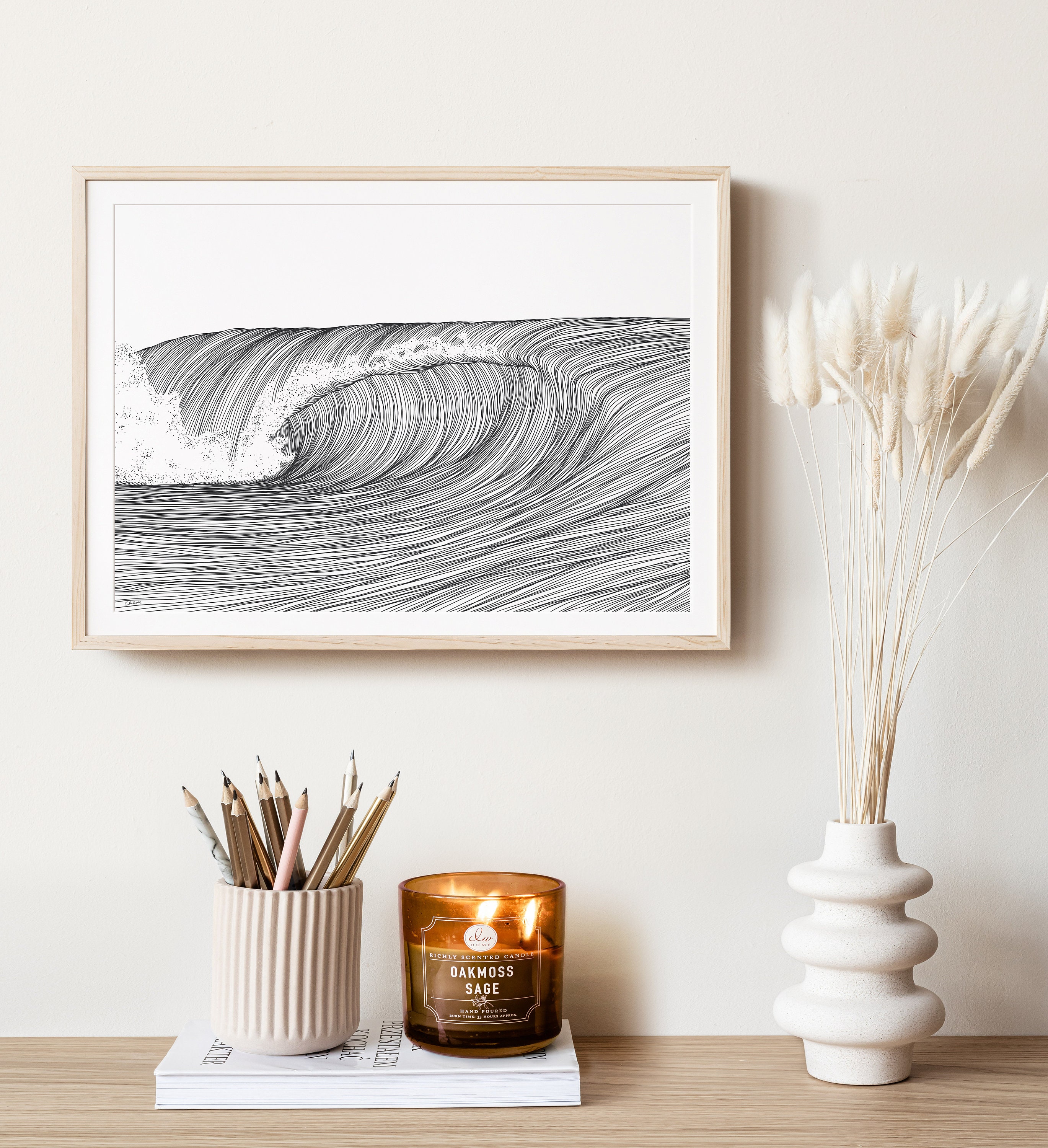 Teahupo'o Line Art Minimalist Line Drawing Wave Art Printable Boho Home ...