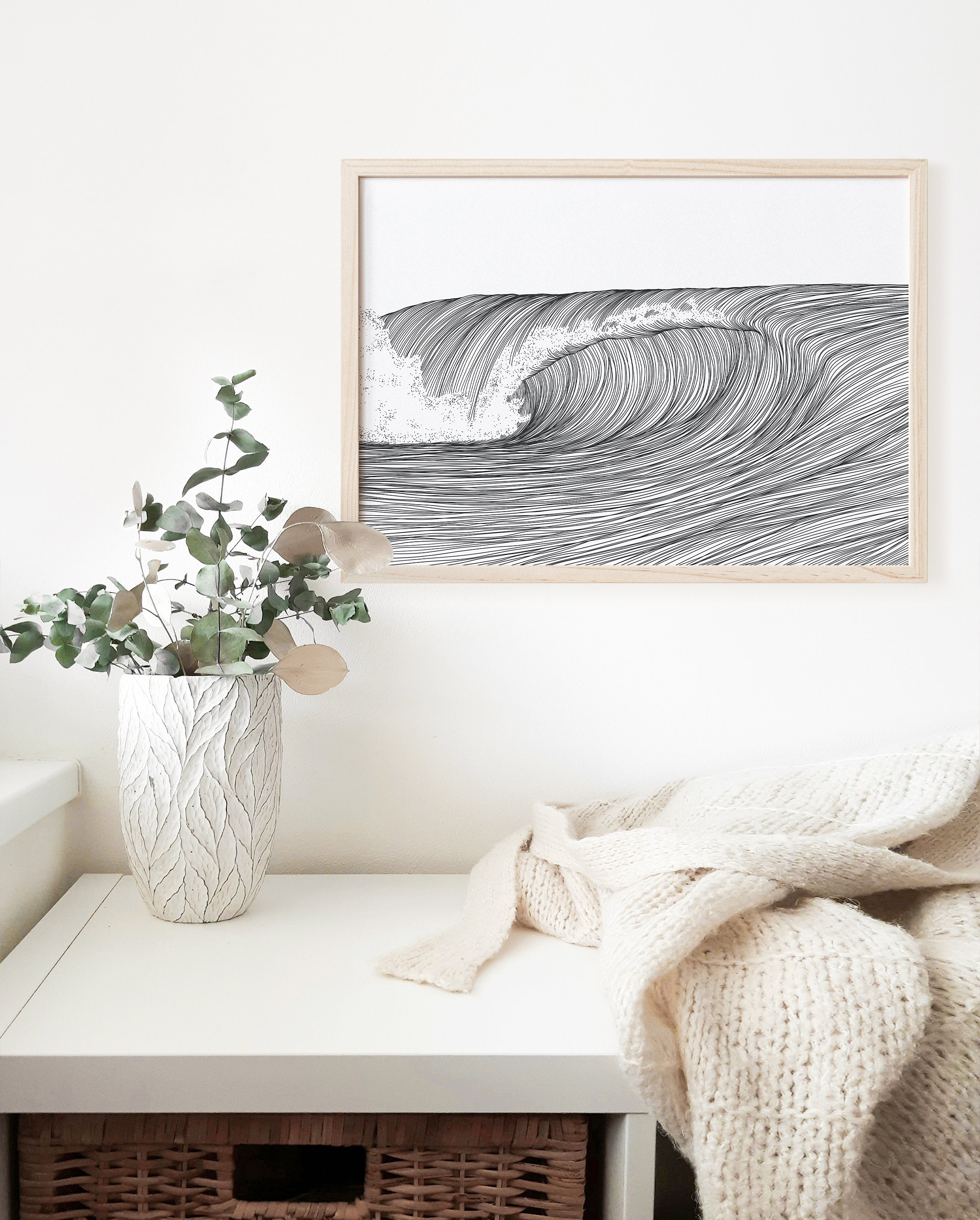 Teahupo'o Line Art Minimalist Line Drawing Wave Art Printable Boho Home ...
