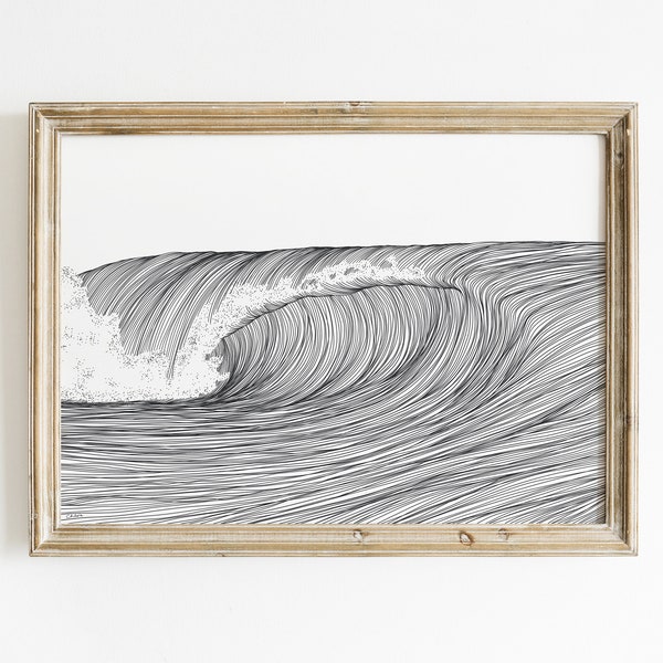 Wave Line Drawing - Etsy
