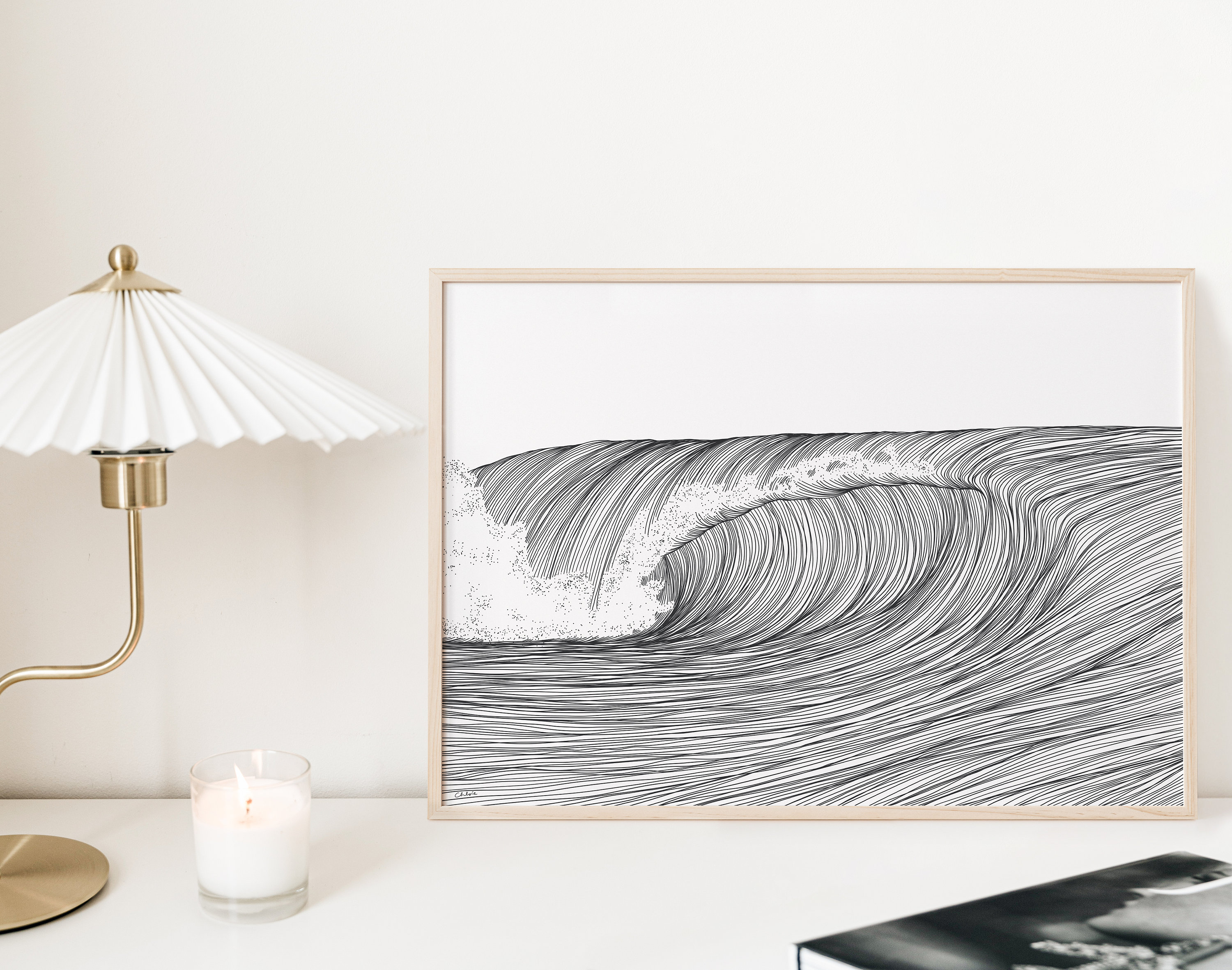Teahupo'o Line Art Minimalist Line Drawing Wave Art Printable Boho Home ...