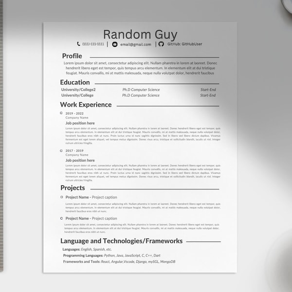 Software Resume Template - Etsy