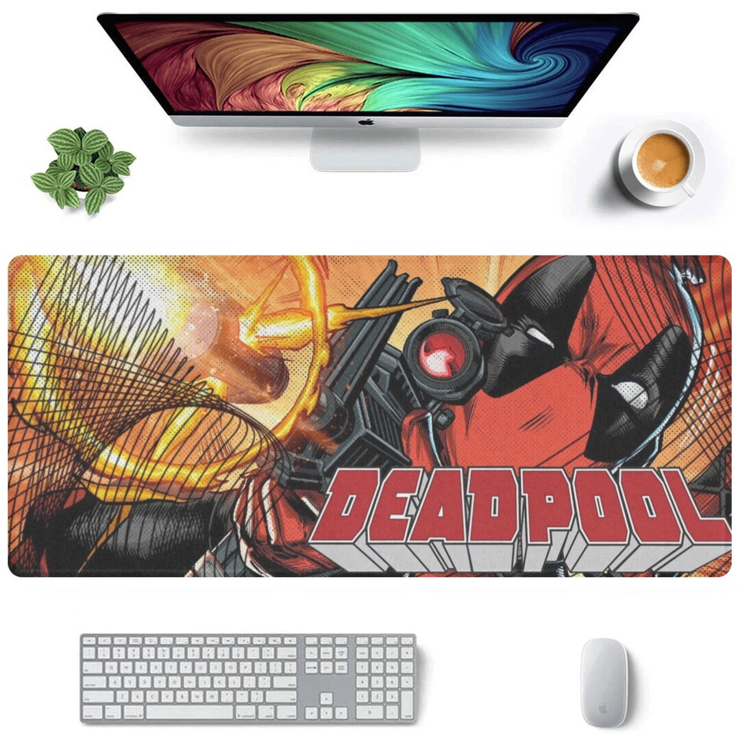 Deadpool Mouse Pad: Custom Stitched Edge Polyester Desk Mat (35” X 16 ...