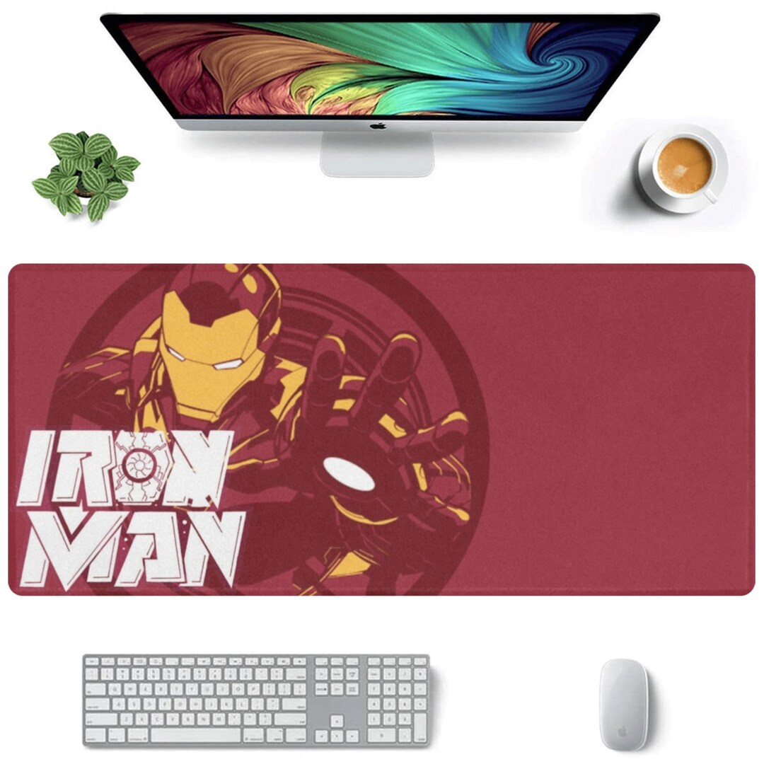 Iron Man Mouse Pad: Custom Stitched Edge Desk Mat (35” X 16”) - Etsy