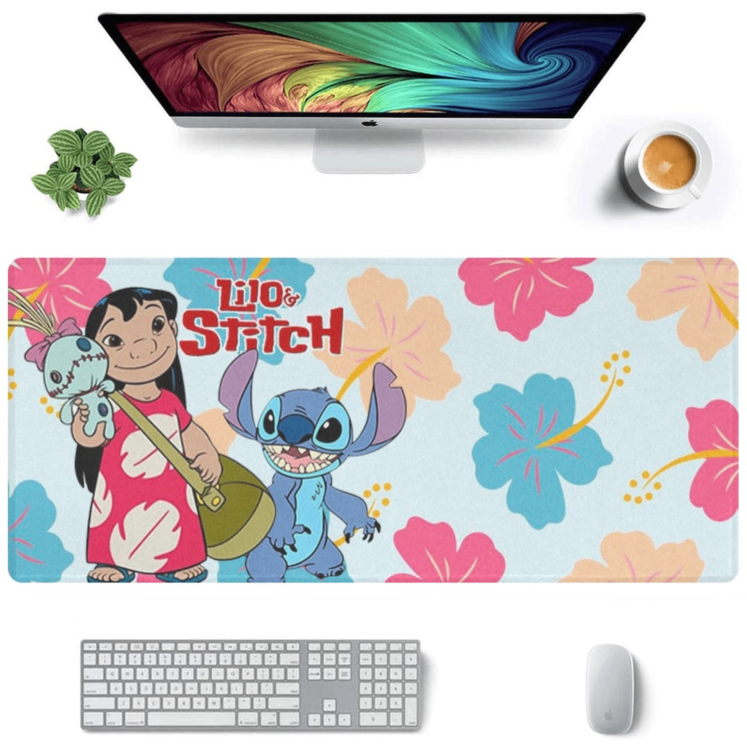 Lilo & Stitch Custom Rectangle Mouse Pad With Stitched Edges 35” X 16 ...