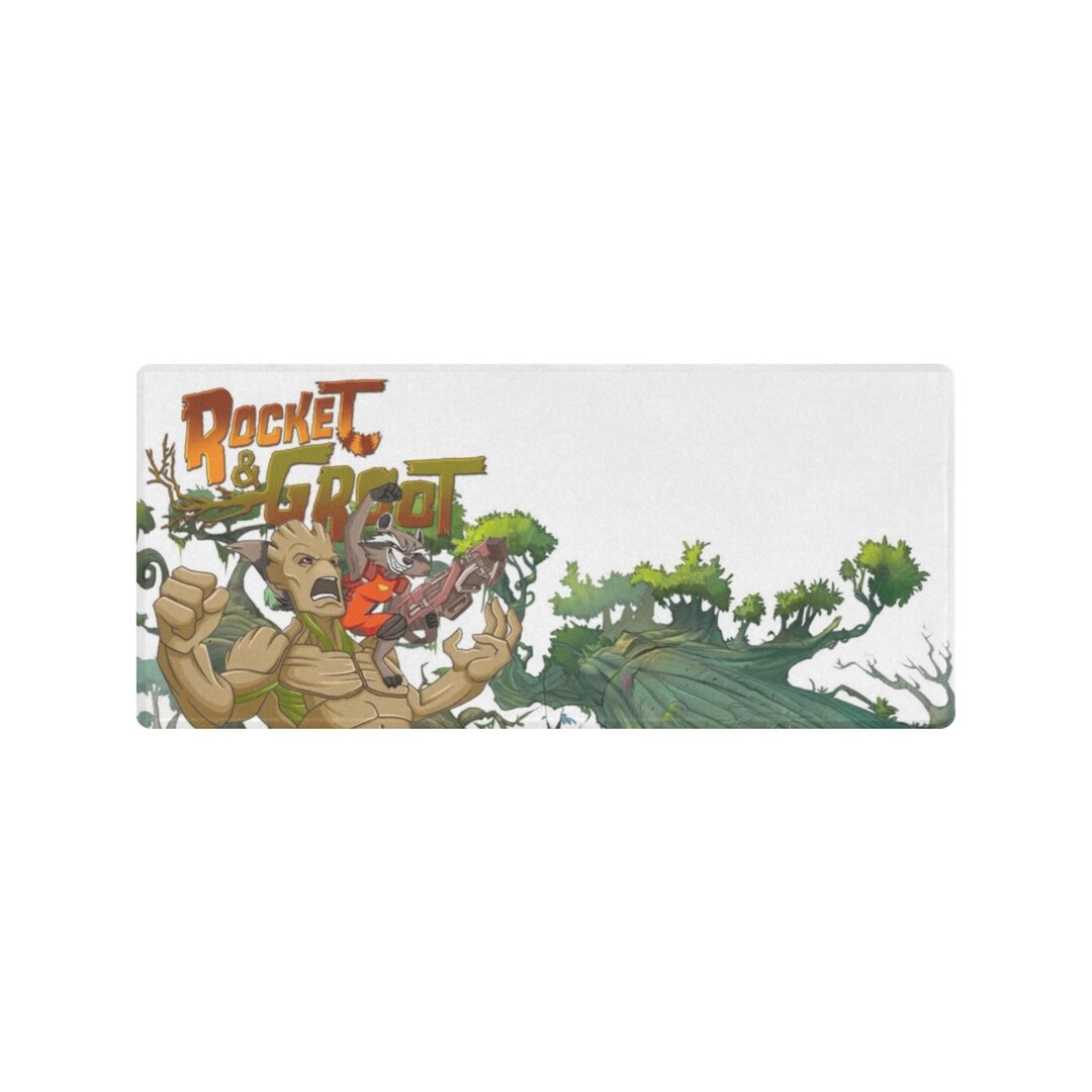 Groot and Rocket Raccoon Mouse Pad: Stitched Edges, Gamer Desk Mat (35 ...