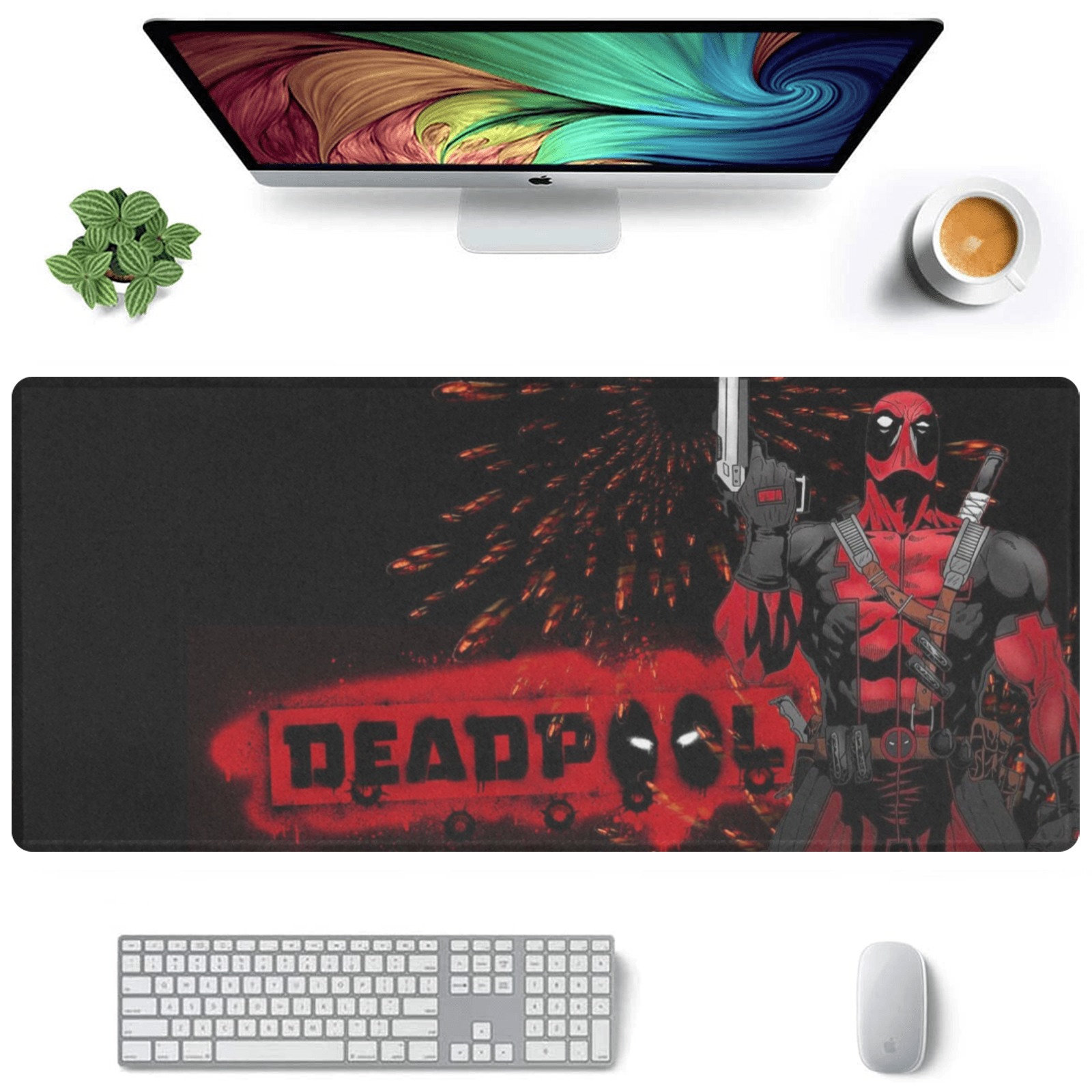 Deadpool Mouse Pad: Stitched Edges, Large Gaming Desk Mat (35” X 16 ...