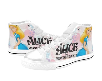 Alice in Wonderland Cheshire Cat Canvas High Top Shoes Custom Sneakers ...