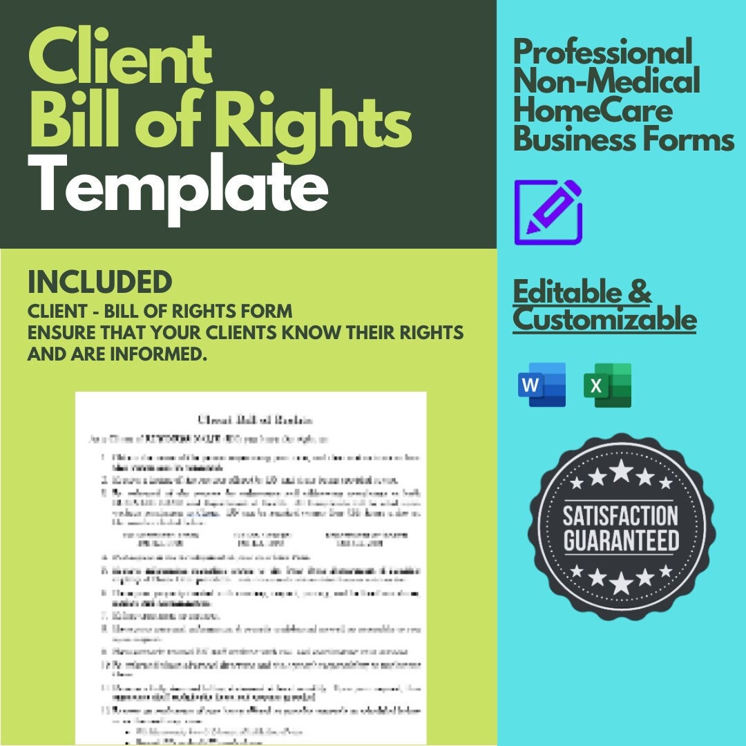 Home Care Client Bill of Rights Form - Etsy