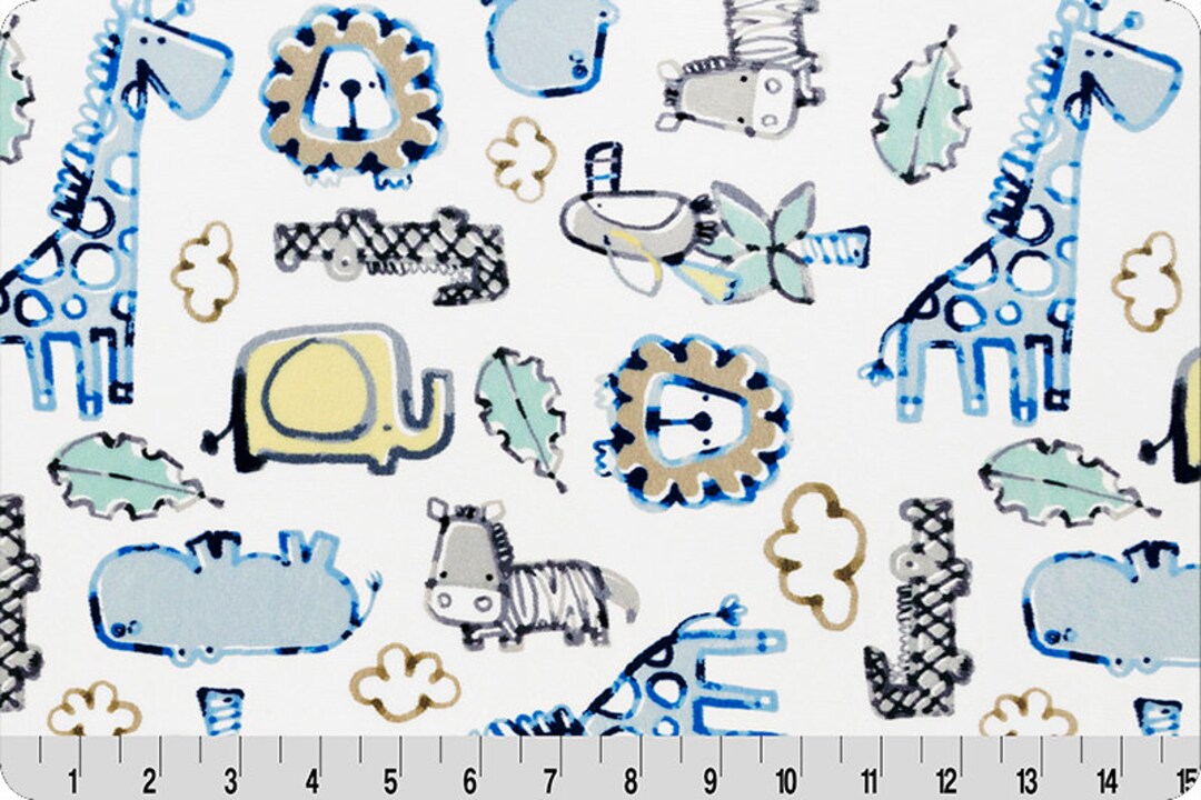 Safari Dreams Digital Cuddle Blue - by the Yard, Shannon Fabrics Minky ...