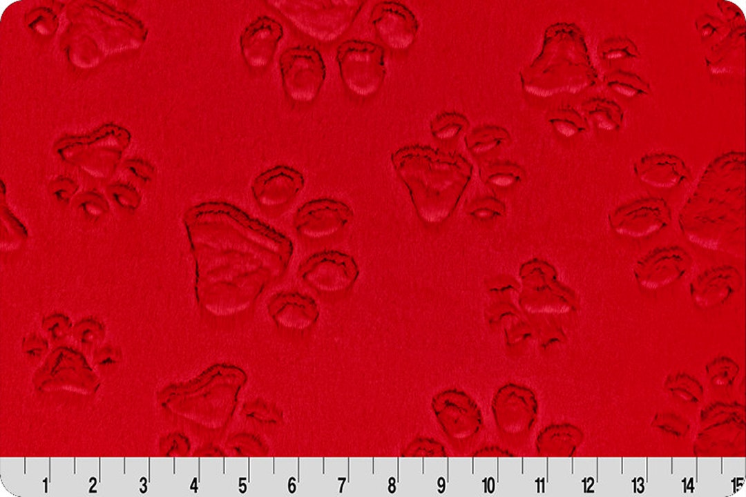 Luxe Cuddle Paws Cardinal by the Yard, Shannon Fabrics Minky Red Paw ...