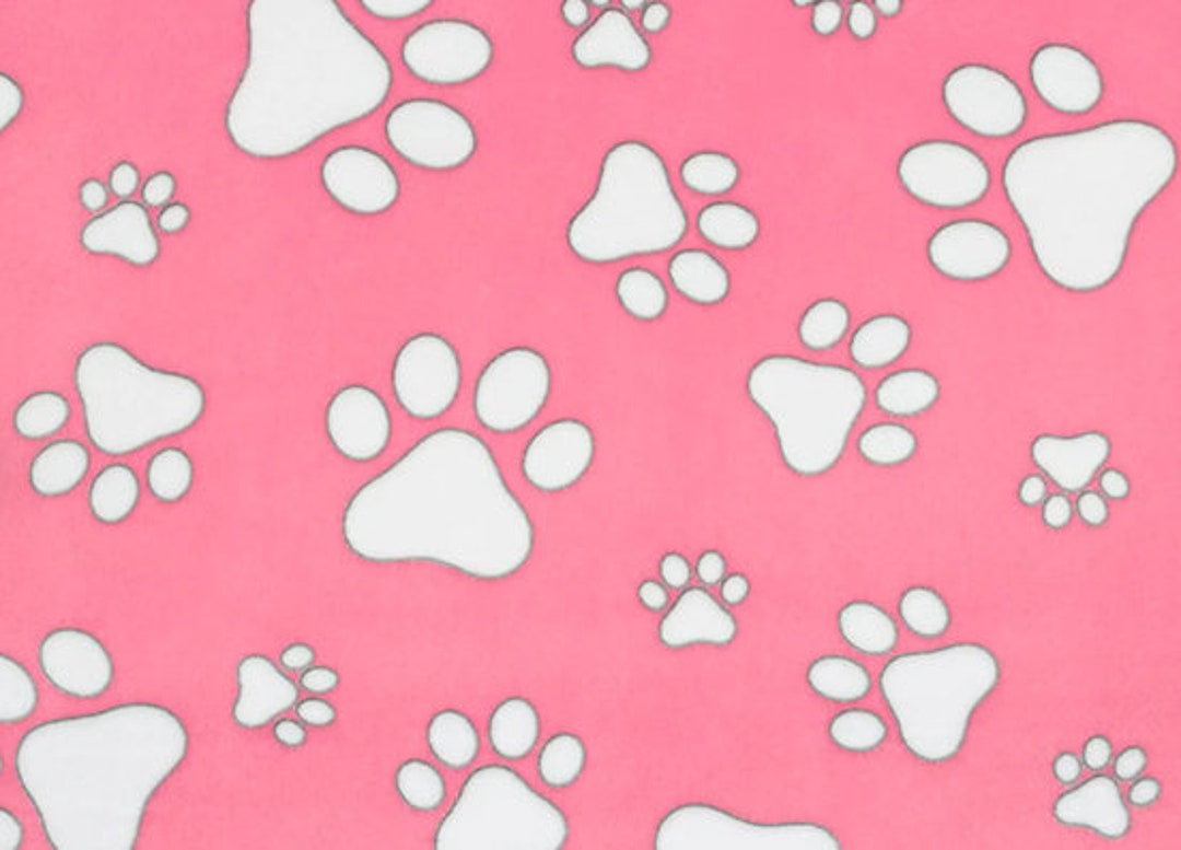 Paws Cuddle Bubbglegum - by the Yard, Shannon Fabrics Minky - Gray Paw ...