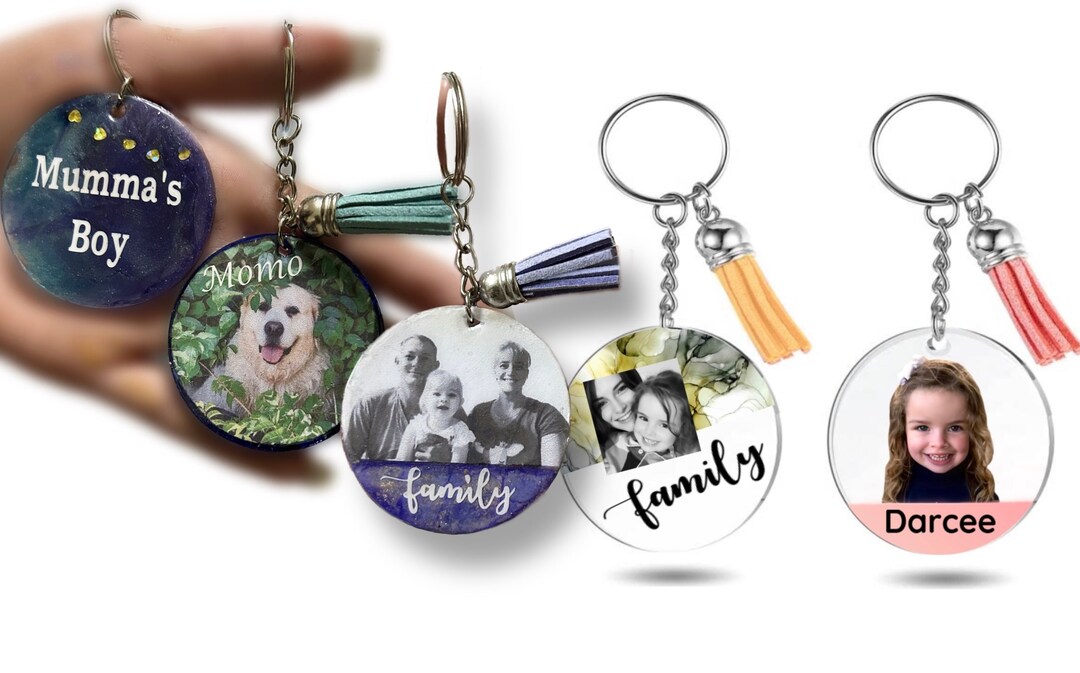 Photo Key Ring - Personalised Chain - Acrylic and Resin - Etsy